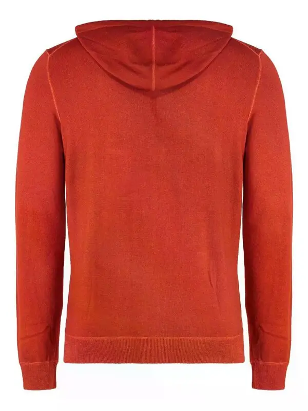 MOORER Ribbed Hooded Sweater With Drawstring - Red