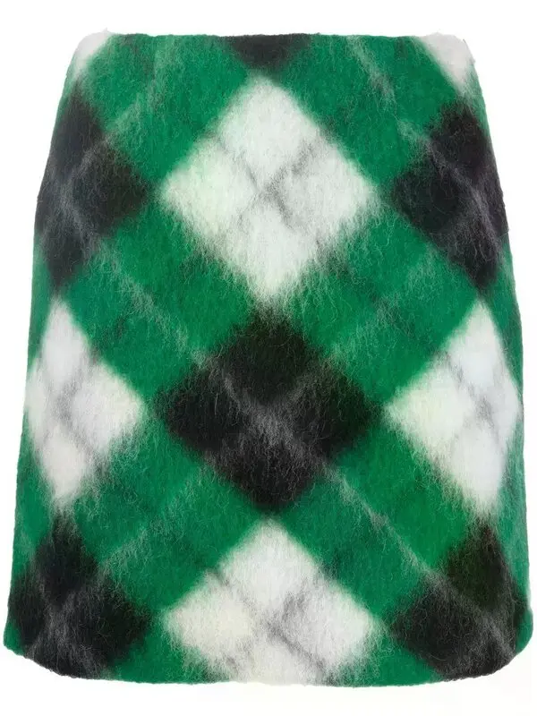 Opening Ceremony Check-print Mini Skirt - Green