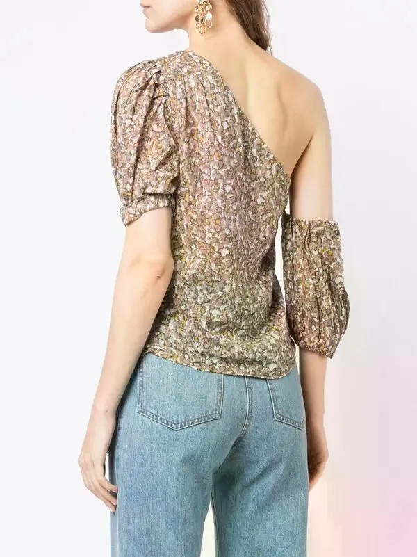 MARANT ETOILE Floral Print Asymmetric Blouse - Multicolour