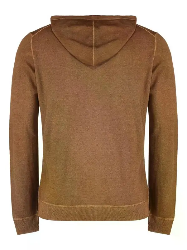 MOORER Hooded Ribbed Sweater - Brown