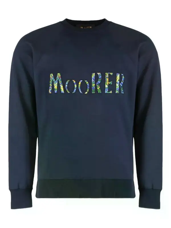 MOORER Embroidered Raglan-sleeve Sweatshirt