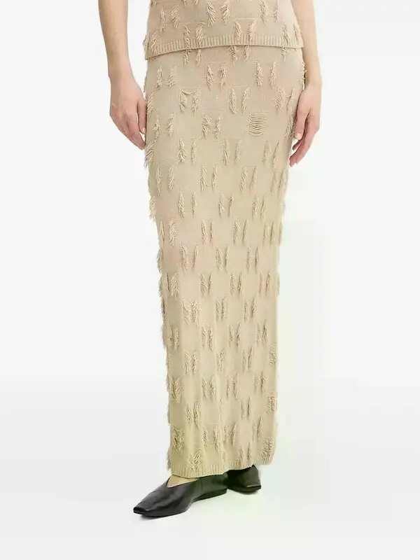 SAMSOE SAMSOE Fringe-detail Knit Midi Skirt