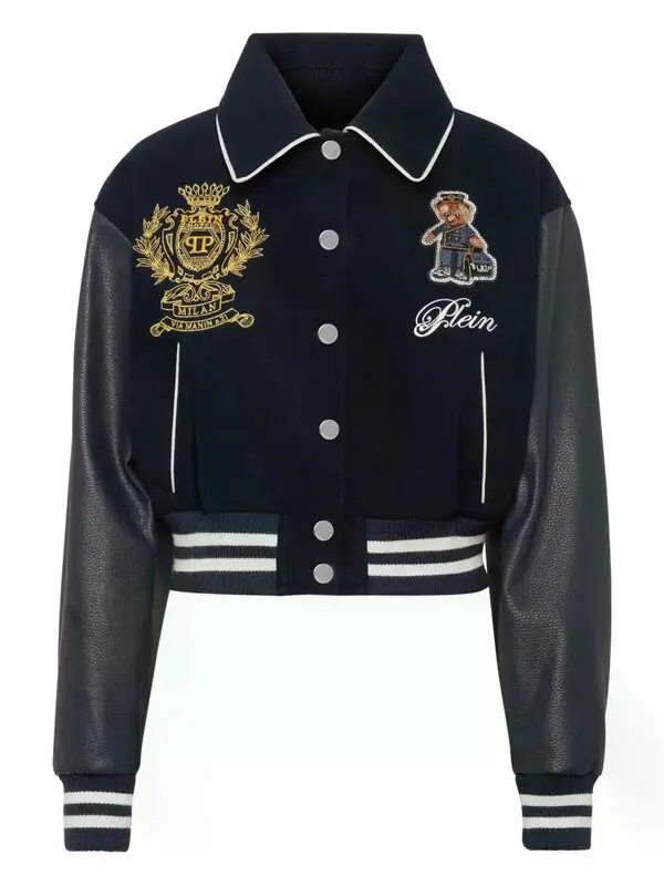 Philipp Plein Logo-patch Bomber Jacket - Blue