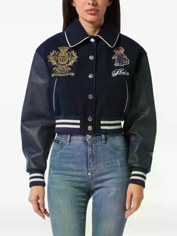 Philipp Plein Logo-patch Bomber Jacket - Blue