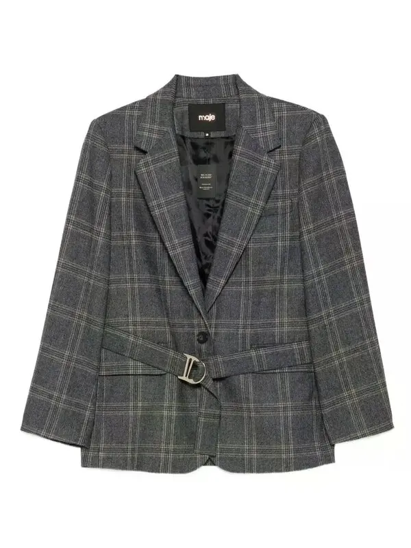 Maje Checked Belted Blazer