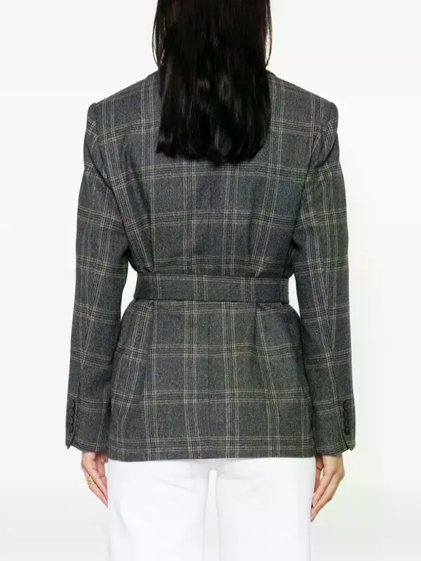 Maje Checked Belted Blazer