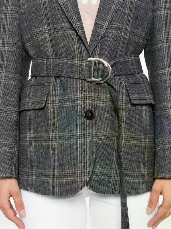 Maje Checked Belted Blazer