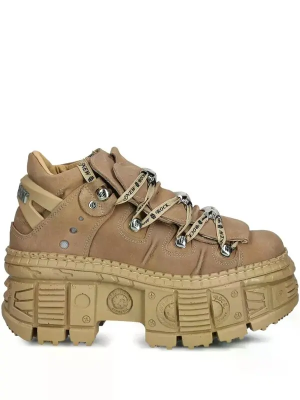 NEW ROCK Platform Lace-up Sneakers - Neutrals