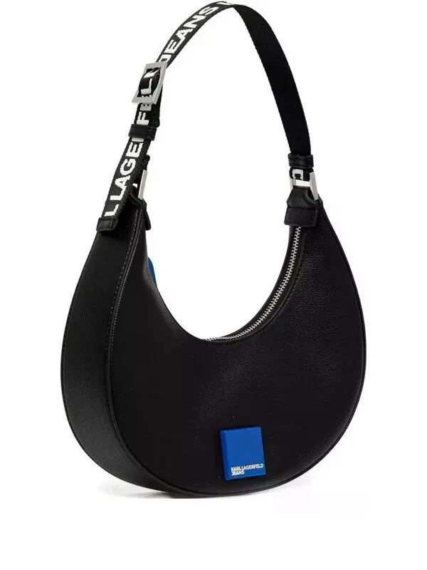 Karl Lagerfeld Half-moon Shoulder Bag With Branded Strap - Black