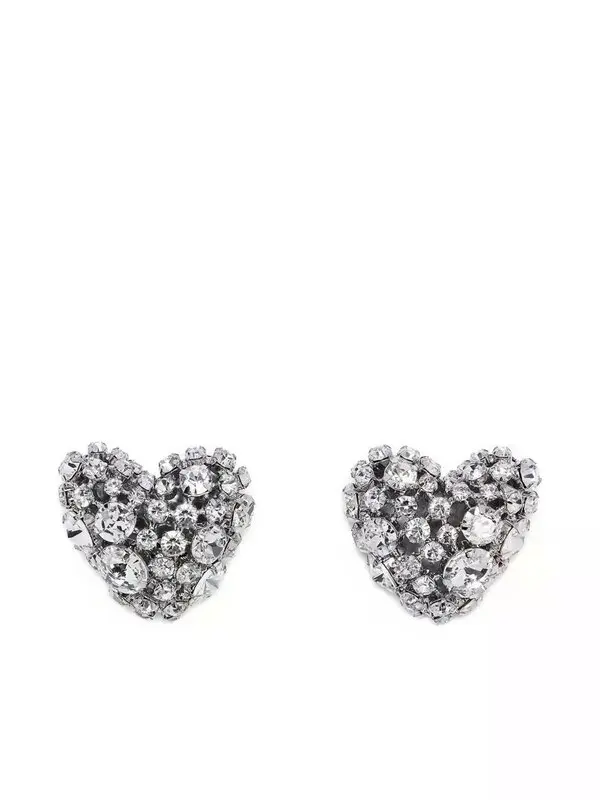 AREA Crystal-cluster Heart Earrings - Silver