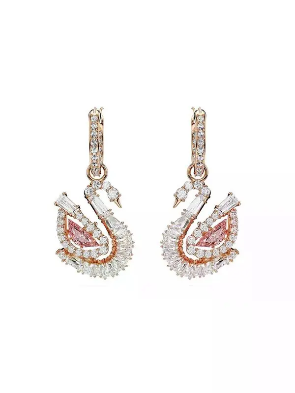 SWAROVSKI Swan Drop Hoop Earrings - Pink