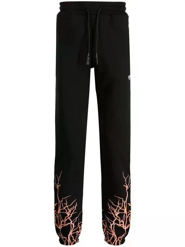 PHOBIA Lightning-embroidered Cotton Track Pants