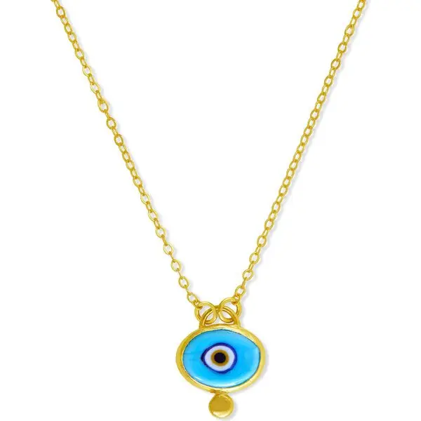 OTTOMAN HANDS Alara Evil Eye Pendant Necklace - Light Blue
