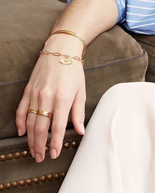 OTTOMAN HANDS Textured Band Ring - Brass