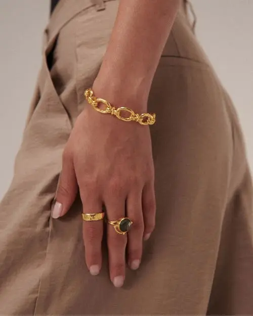 OTTOMAN HANDS Textured Band Ring - Brass