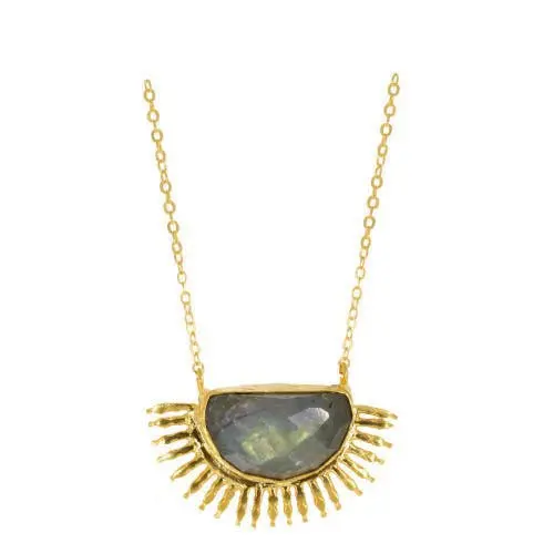 OTTOMAN HANDS Sunrise Labradorite Pendant Necklace - Brass