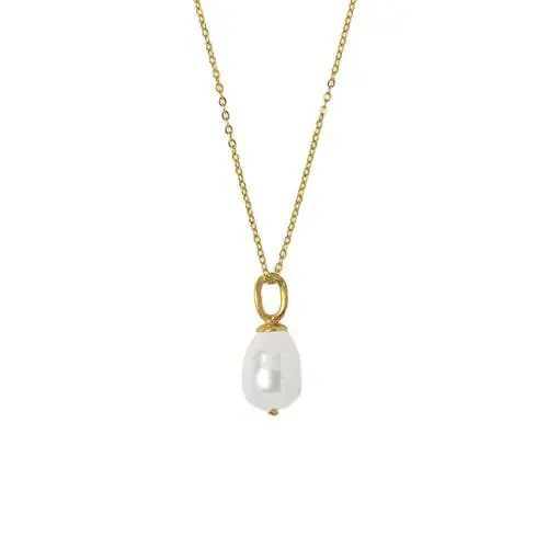 OTTOMAN HANDS Ava Pearl Pendant Necklace - Brass