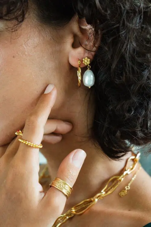 OTTOMAN HANDS Mavis Drop Stud Earrings - Brass