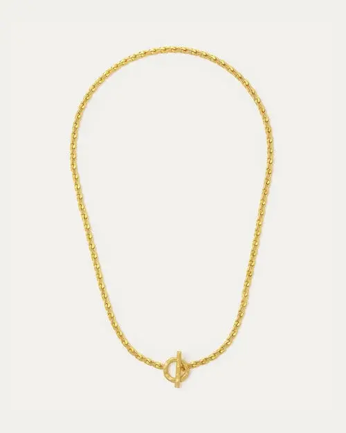 OTTOMAN HANDS Thea Snake Chain Necklace With T-bar - Brass