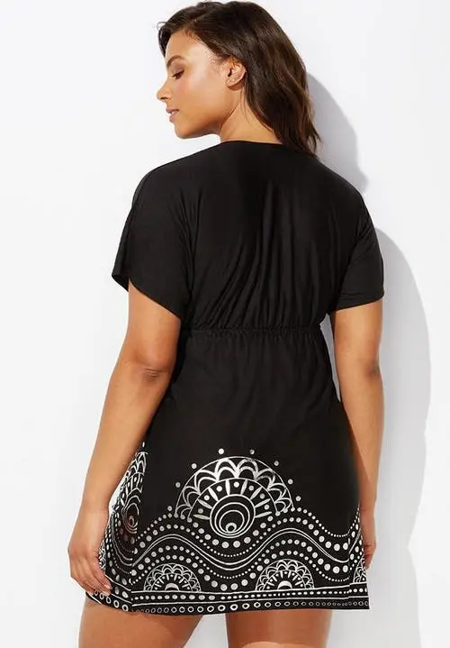 SWIMSUITS FOR ALL Kate V Neck Cover Up Dress - Midnight
