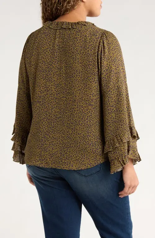 Wit & Wisdom Leopard Print Ruffle Blouse