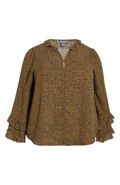 Wit & Wisdom Leopard Print Ruffle Blouse