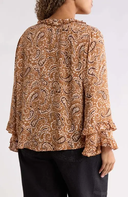 Wit & Wisdom Leopard Print Ruffle Blouse