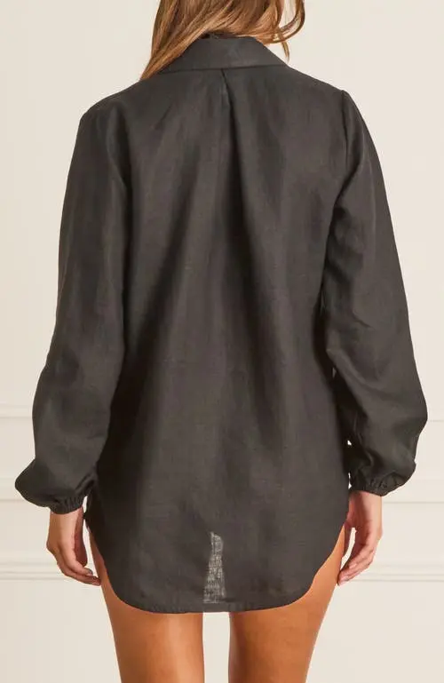 AQUA BLU AUSTRALIA Relaxed Fit Odilia Beach Shirt - Black
