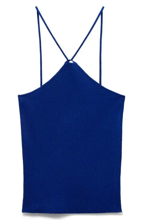 Mango Twist Neck Knit Top - Vibrant Blue