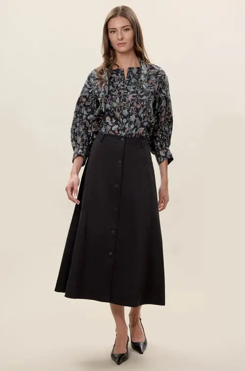 Rebecca Taylor Aurelia Floral Print Linen Blend Top
