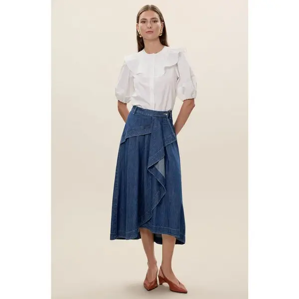 Rebecca Taylor Edith Denim Wrap Skirt