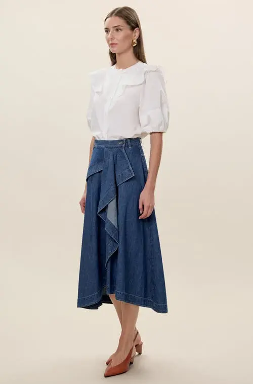Rebecca Taylor Edith Denim Wrap Skirt