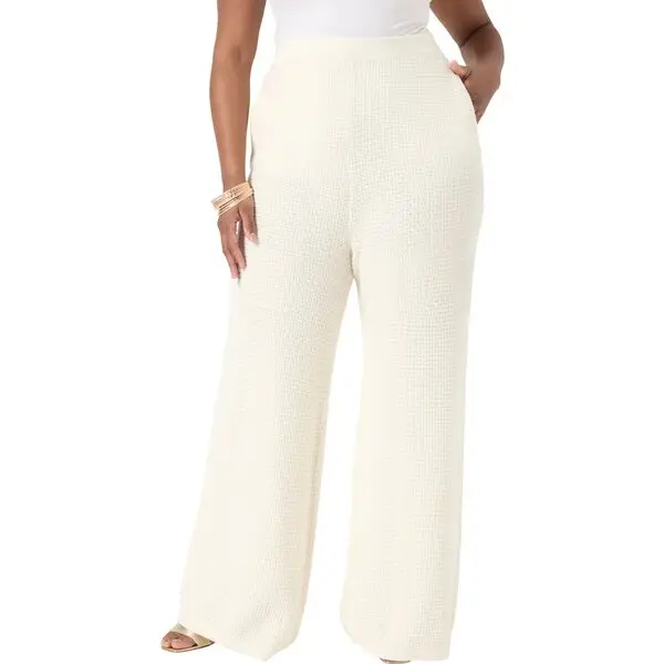 JUNE + VIE Knitted Wide Leg Sweater Pants - Sugar Swizzle