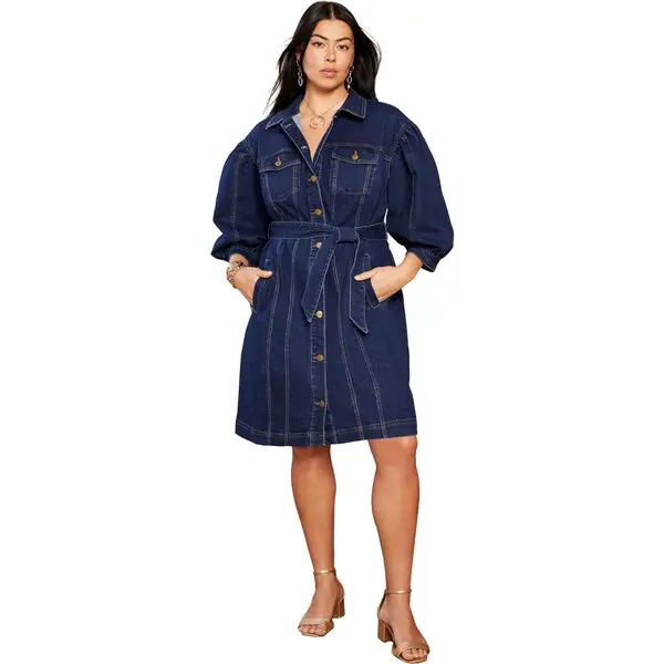 JUNE + VIE Denim Mini Shirt Dress