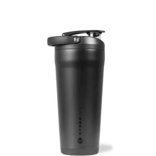 HYDROJUG Insulated Stainless Steel Shaker 24 Oz Bottle With Silent Mixing Grate & Flip Lid - Black