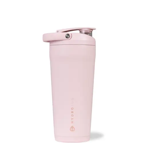 HYDROJUG Insulated Stainless Steel Shaker 24 Oz Bottle With Silent Mixing Grate & Flip Lid - Pink Sand