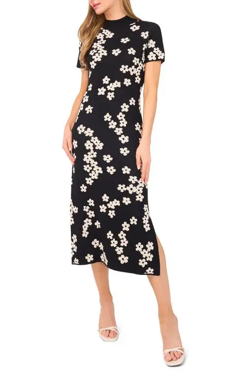 CECE DUPRAZ Flower Jacquard Midi Sweater Dress