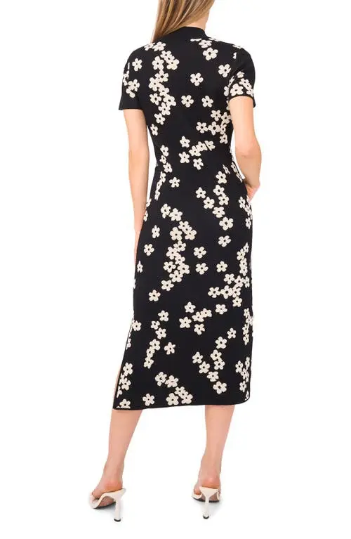 CECE DUPRAZ Flower Jacquard Midi Sweater Dress