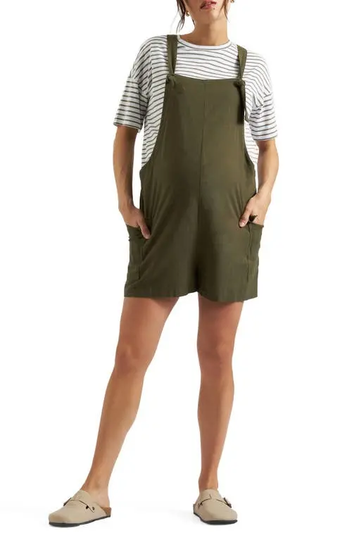 RIPE MATERNITY Terry Linen Playsuit - Olive