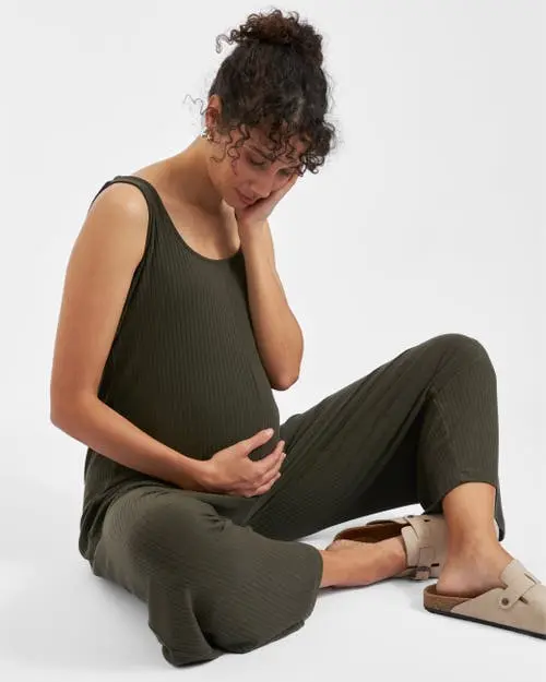 RIPE MATERNITY Bobby Rib Jumpsuit - Khaki