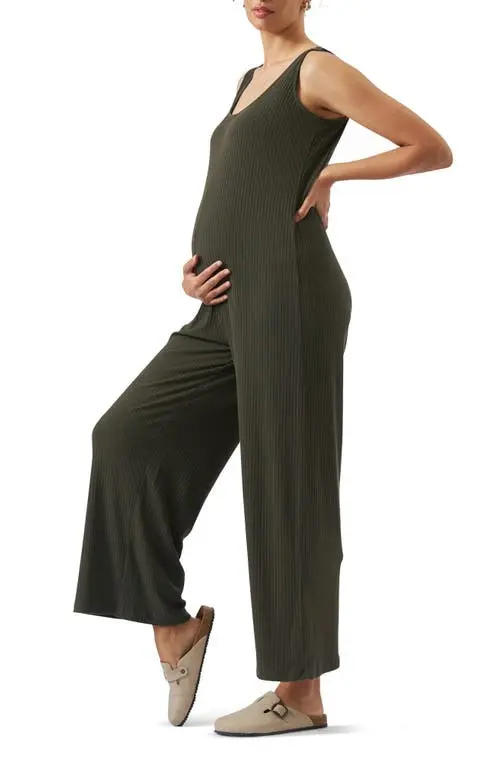 RIPE MATERNITY Bobby Rib Jumpsuit - Khaki