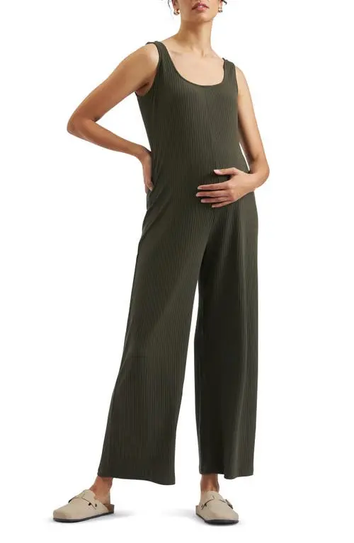 RIPE MATERNITY Bobby Rib Jumpsuit - Khaki