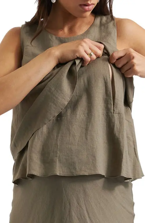 RIPE MATERNITY Peyton Linen Nursing Top - Olive