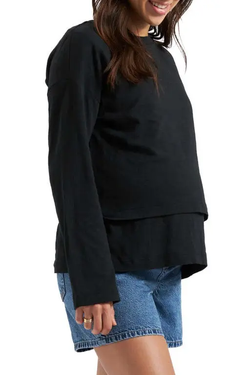 RIPE MATERNITY Long Sleeve Nursing Top - Black