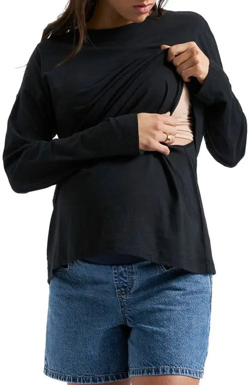 RIPE MATERNITY Long Sleeve Nursing Top - Black
