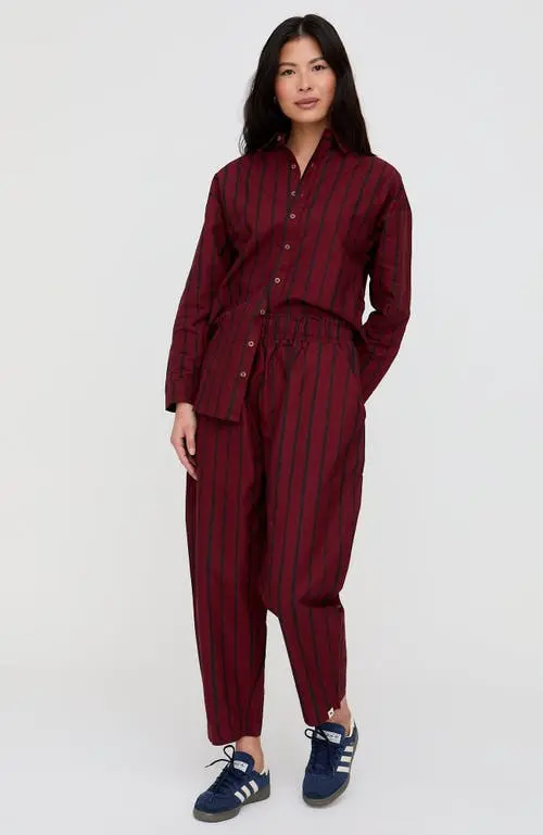 TURTLEDOVE LONDON Organic Cotton Barrel Leg Trousers - Red