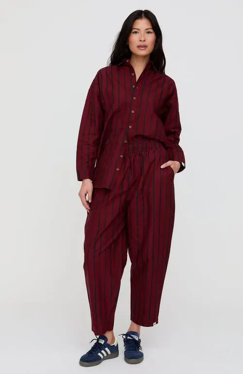 TURTLEDOVE LONDON Organic Cotton Barrel Leg Trousers - Red