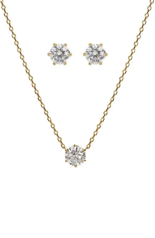 BEARFRUIT JEWELRY Sterling Silver 18k Plated Necklace And Earring Set - Gold