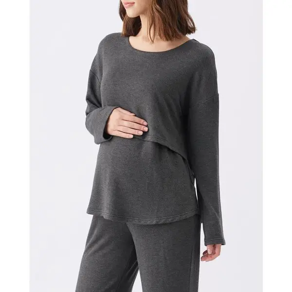 RIPE MATERNITY Nursing Top - Charcoal Marle