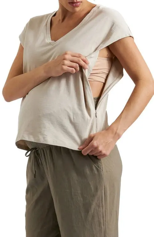 RIPE MATERNITY Marly Zip Nursing Tee - Stone